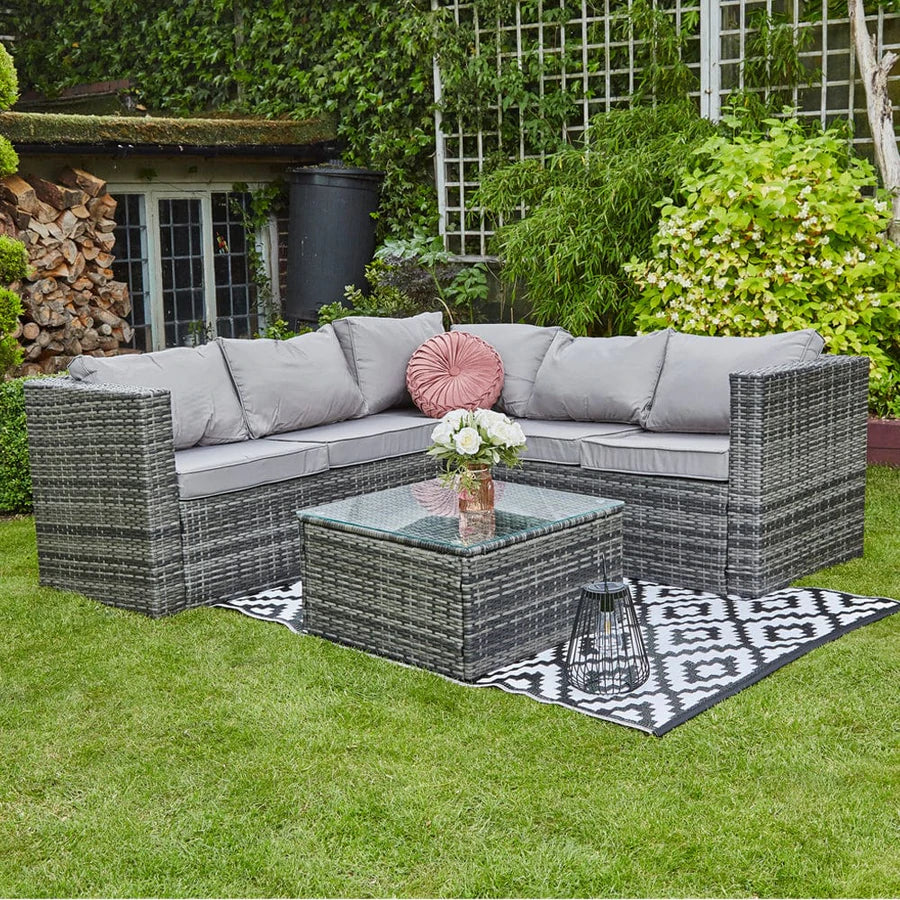 Grey 5 Seater Rattan Corner Sofa Furniture Set Hot Deals Online Shop